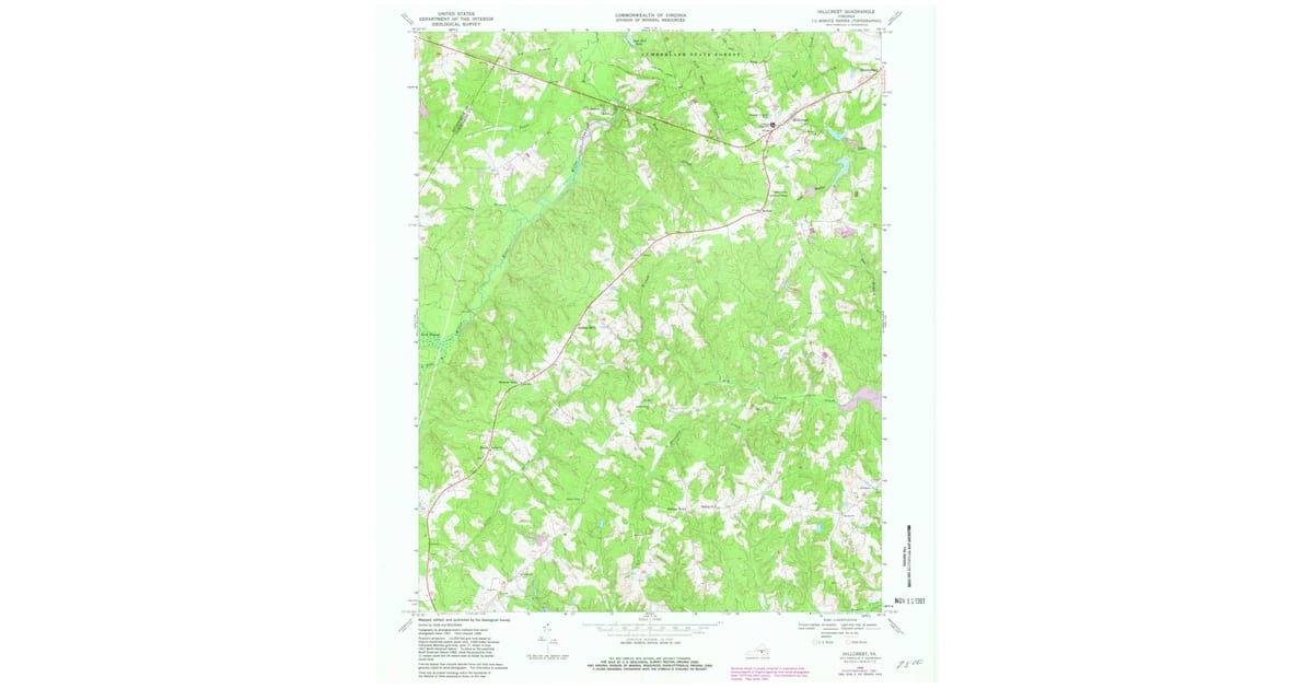 1968 Map of Hillcrest, Cumberland County, VA — High-Res, 1981 Print ...