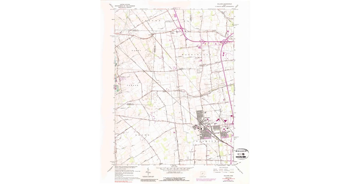 1966 Map of Hilliard, OH — High-Res, 1989 Print | Pastmaps