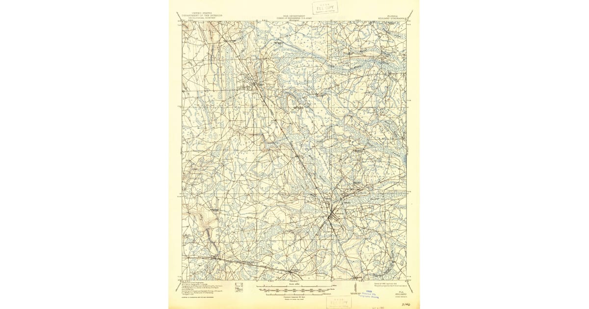 1919 Map of Hilliard, FL — High-Res, 1945 Print | Pastmaps