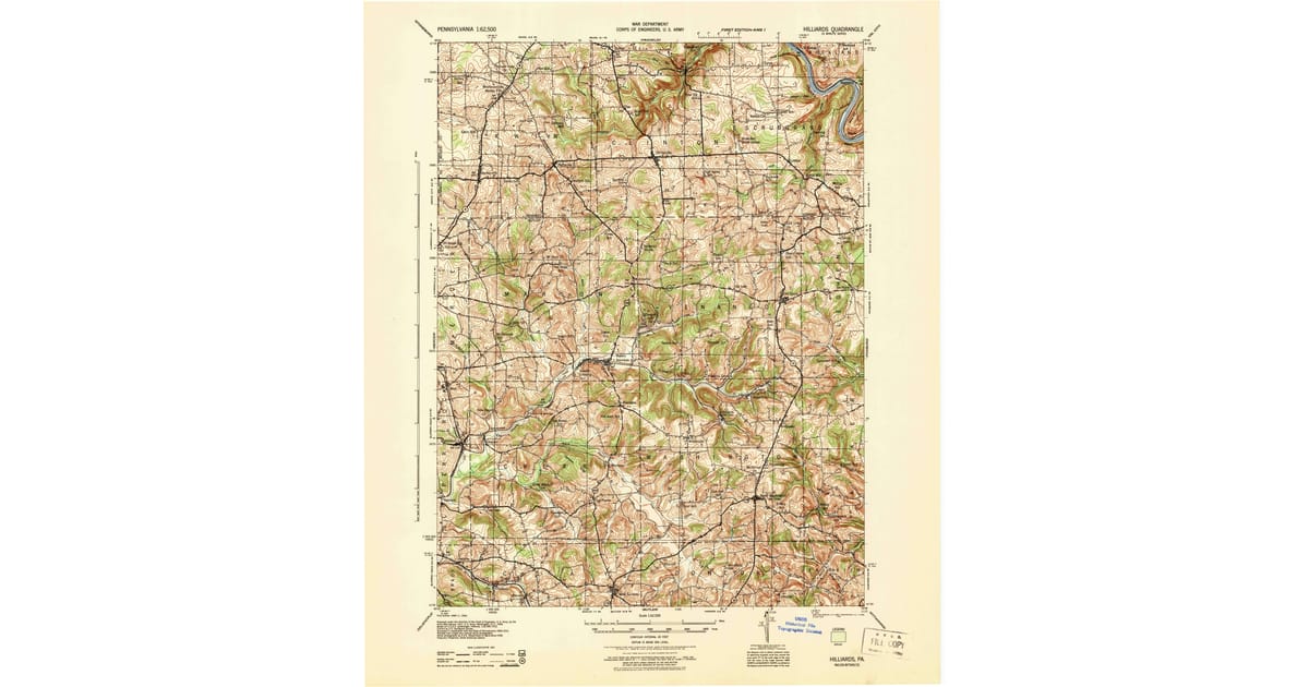 1944 Map of Hilliards, Butler County, PA — High-Res | Pastmaps