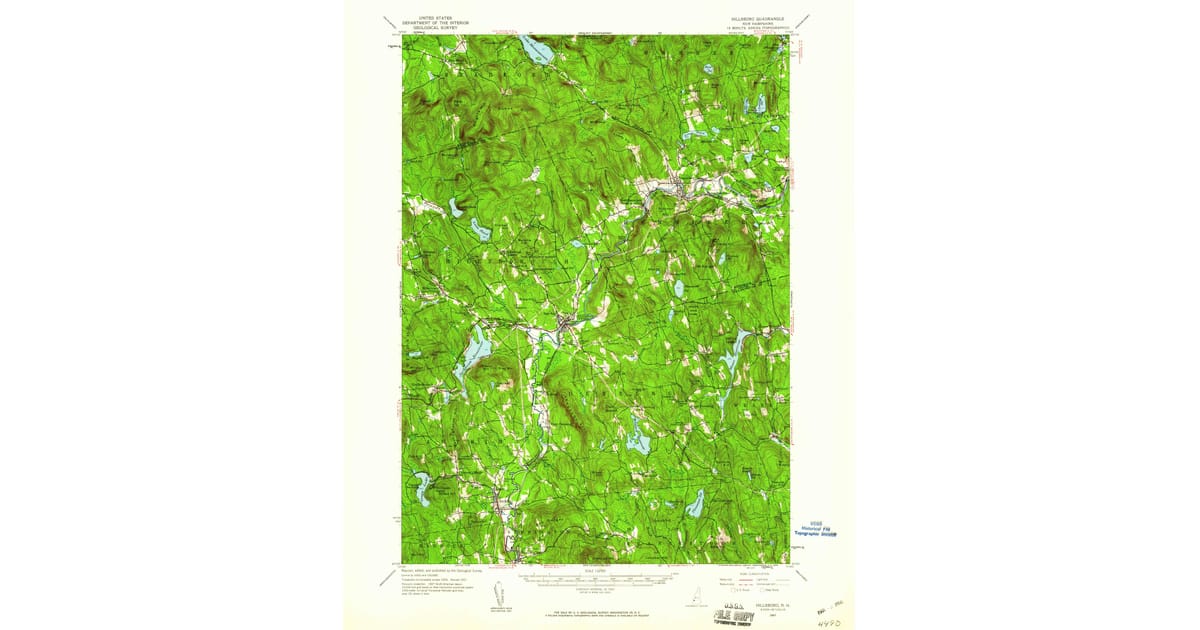 1957 Map of Hillsboro, Hillsborough County, NH — High-Res | Pastmaps