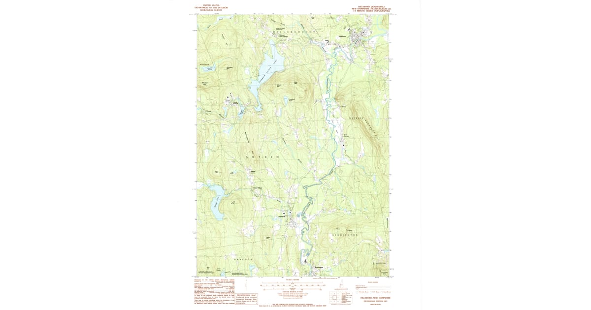 1987 Map of Hillsboro, Hillsborough County, NH — High-Res | Pastmaps
