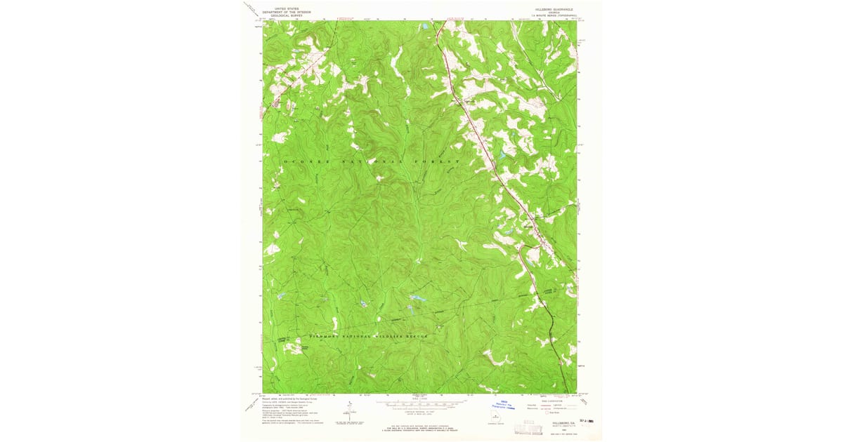 1964 Map of Hillsboro, Jasper County, GA — High-Res | Pastmaps