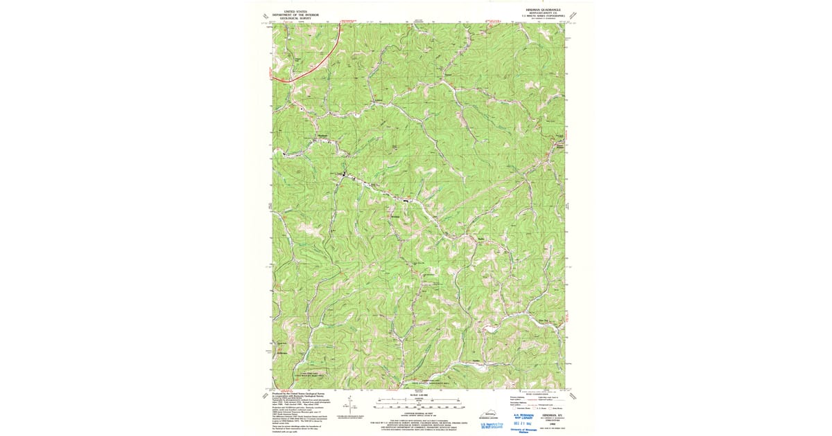 1992 Map of Hindman, KY — High-Res | Pastmaps