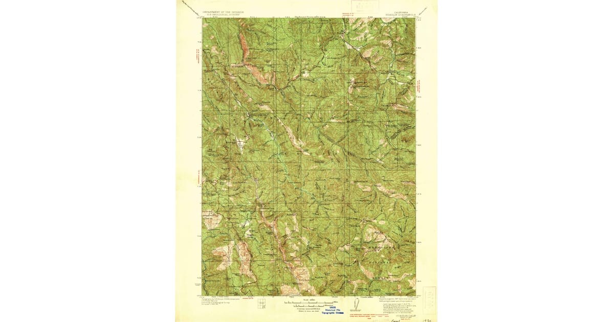 1935 Map of Hoaglin, Trinity County, CA — High-Res, 1935 Print #2 ...