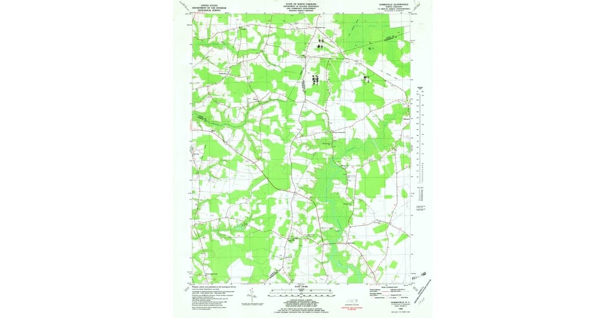 1982 Map of Hobbsville, Perquimans County, NC — High-Res | Pastmaps