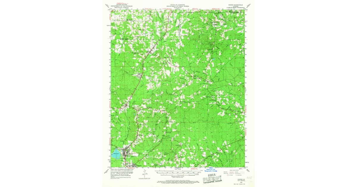 1953 Map of Hodge, LA — High-Res, 1967 Print | Pastmaps