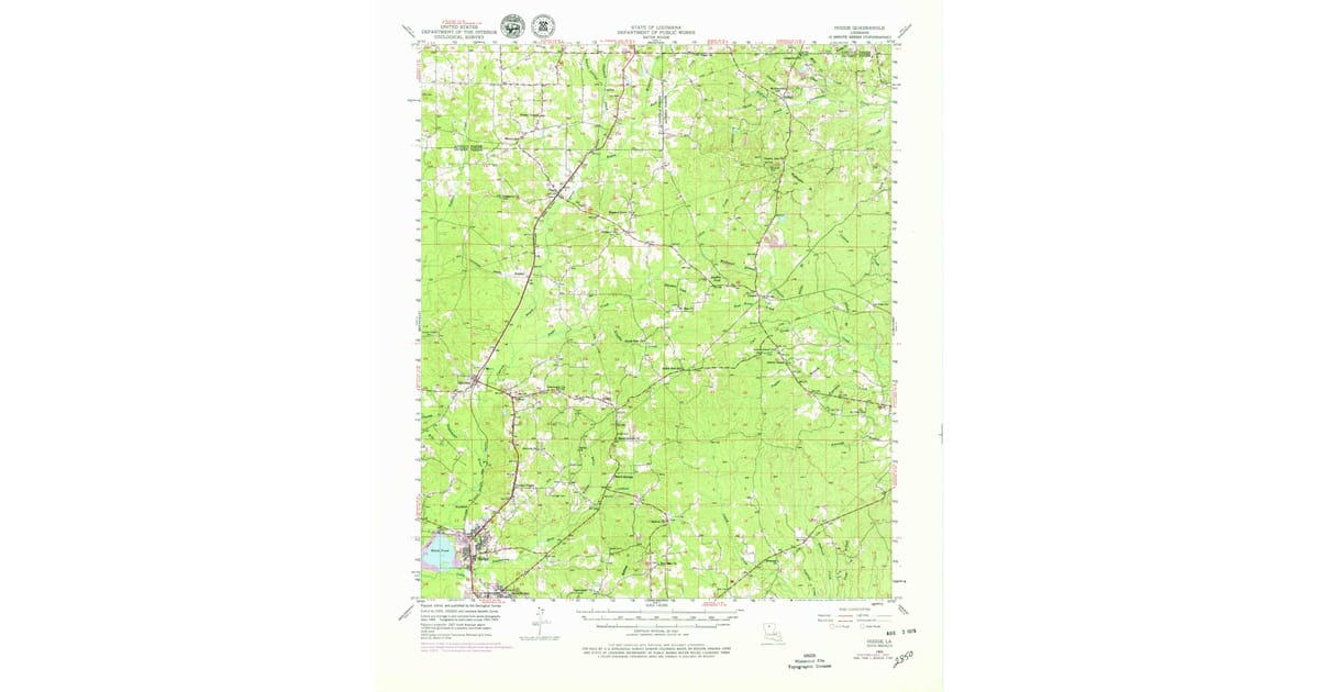1953 Map of Hodge, LA — High-Res, 1979 Print | Pastmaps