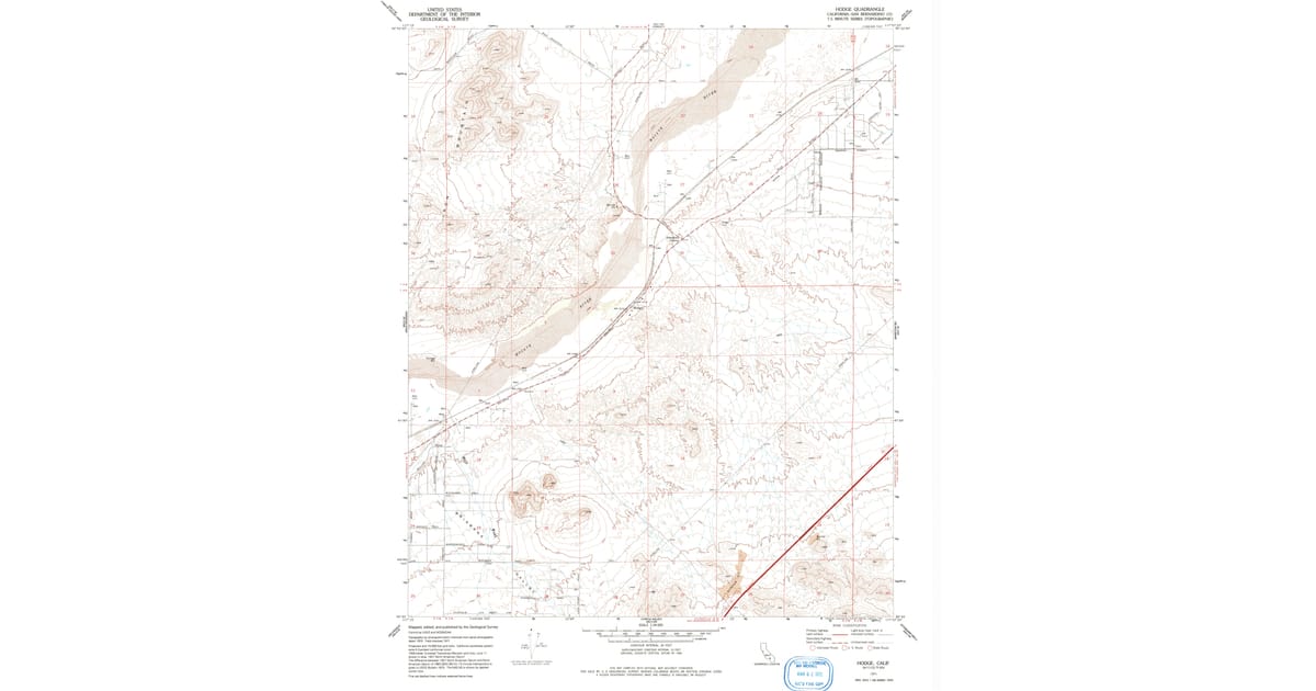 1971 Map of Hodge, San Bernardino County, CA — High-Res, 1992 Print ...