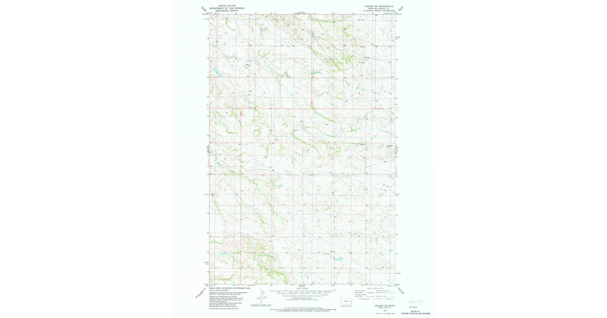 1982 Map of Hodges SE, Wibaux County, MT — High-Res | Pastmaps
