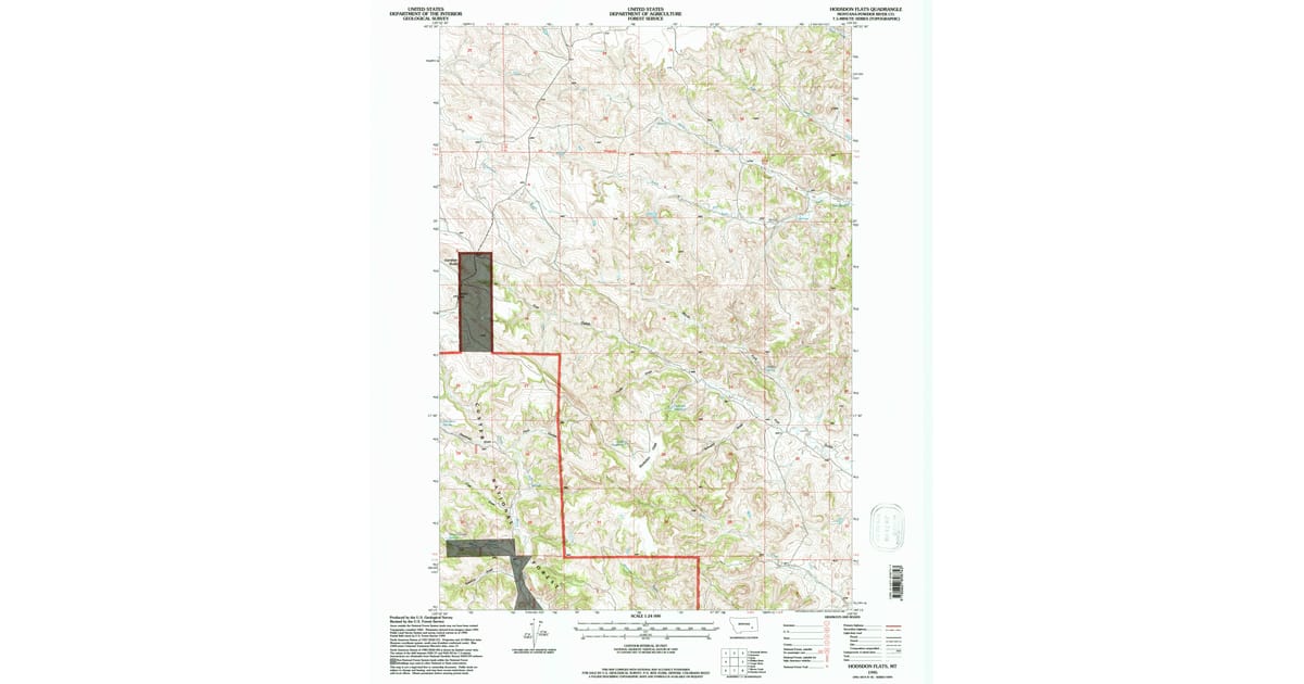 1995 Map of Hodsdon Flats, Powder River County, MT — High-Res | Pastmaps