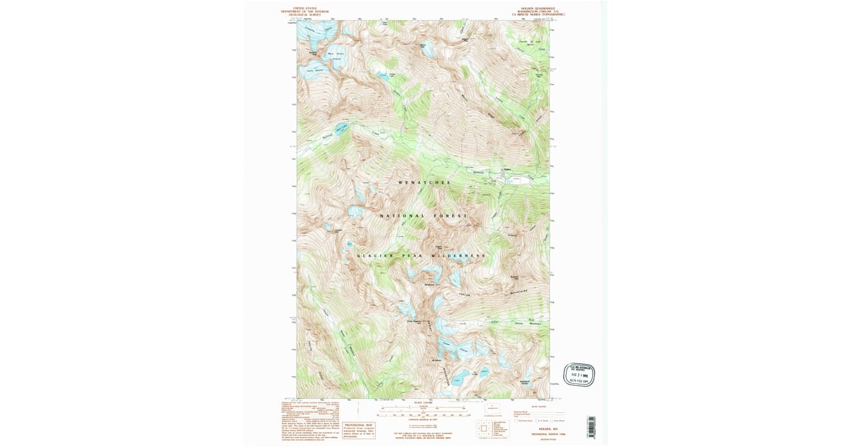 1988 Map of Holden, Chelan County, WA — High-Res, 1995 Print | Pastmaps