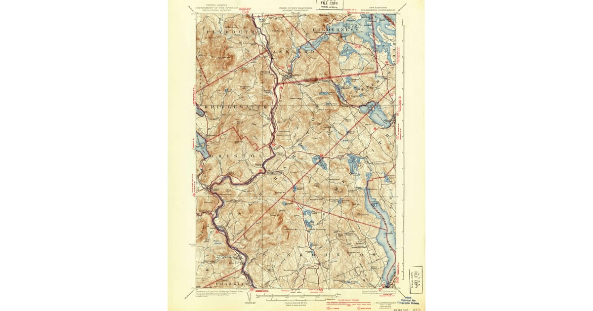 1927 Map of Holderness, Belknap County, NH — High-Res, 1940 Print ...