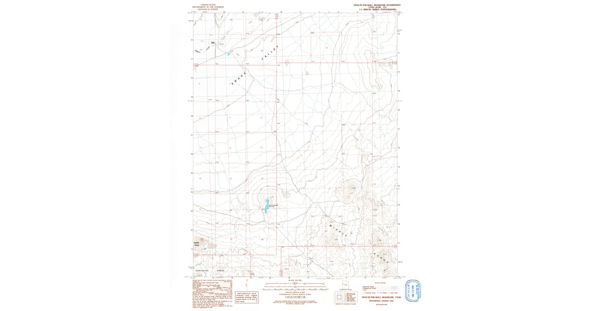 1991 Map of Hole-in-the-Wall Reservoir, Juab County, UT — High-Res ...