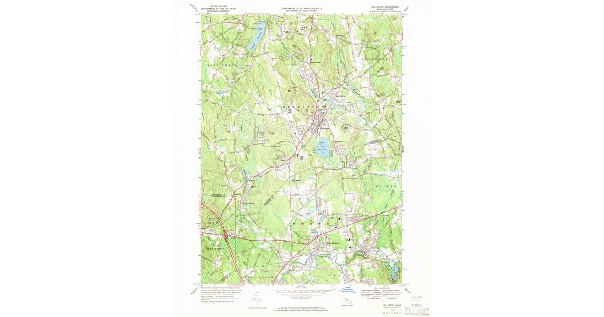 1969 Map of Holliston, Middlesex County, MA — High-Res | Pastmaps