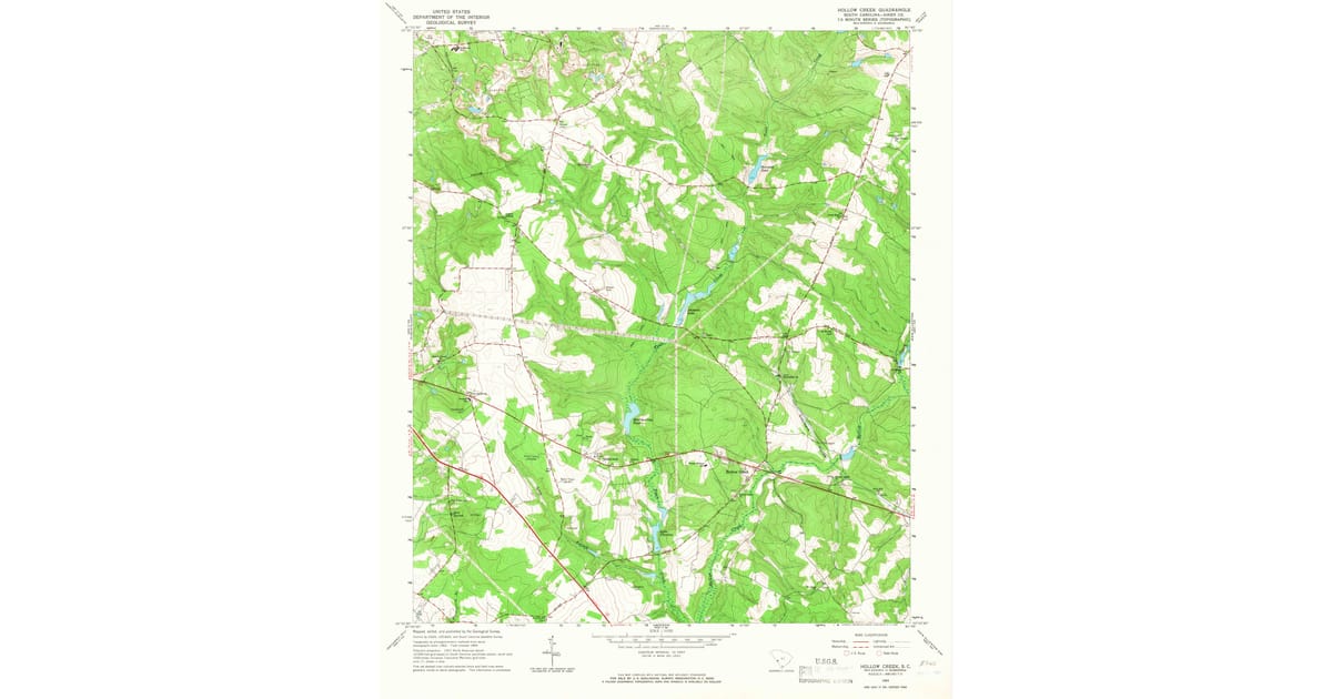 1964 Map of Hollow Creek, Aiken County, SC — High-Res | Pastmaps