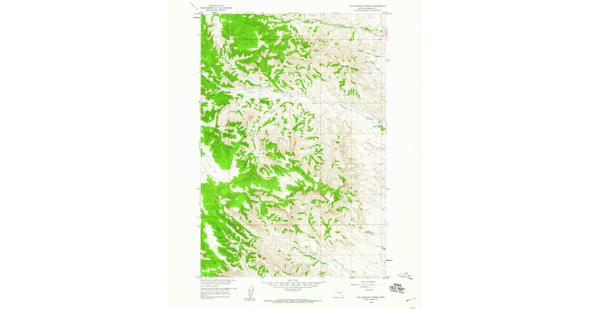 1958 Map of Hollowwood Creek, Rosebud County, MT — High-Res | Pastmaps