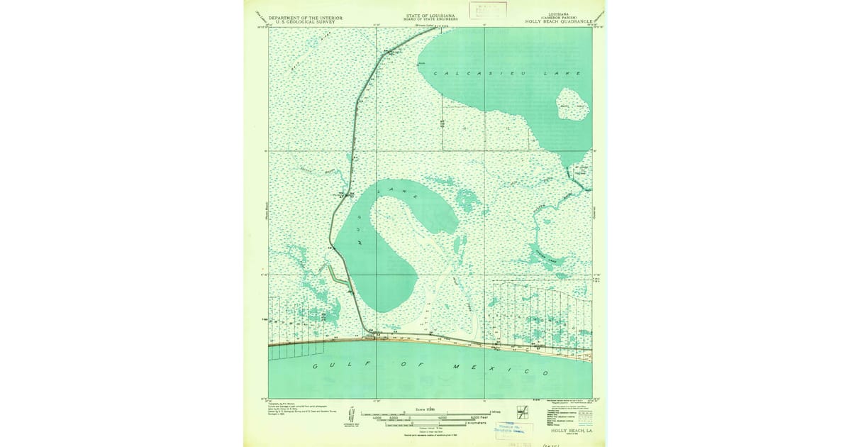 1935 Map of Holly Beach, Cameron Parish, LA — High-Res | Pastmaps