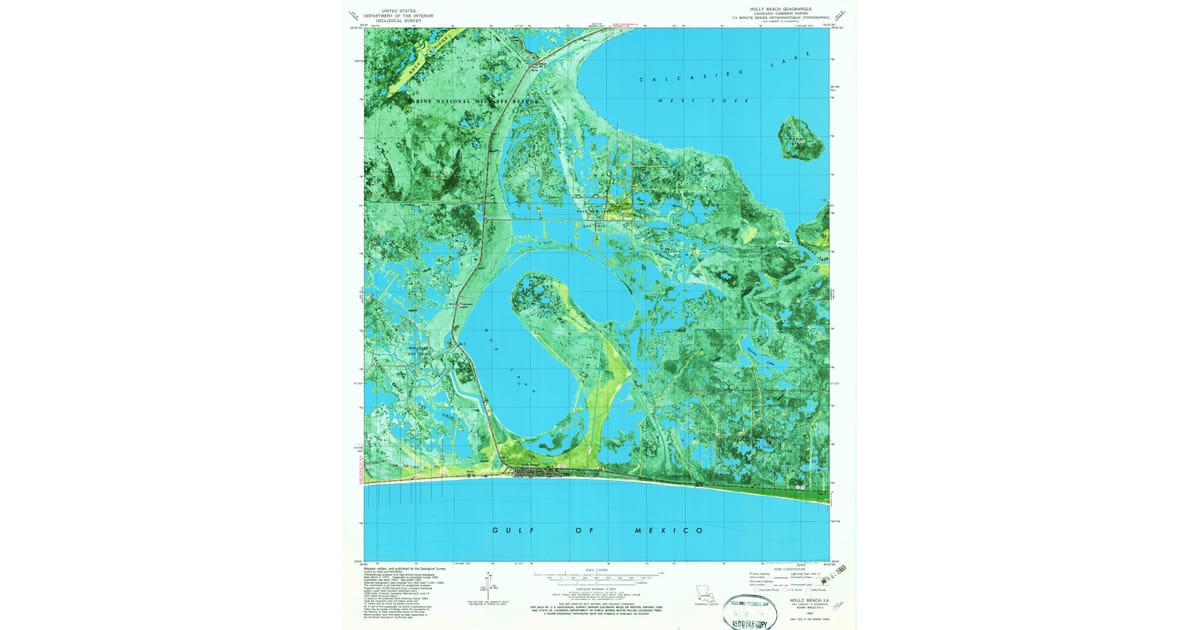 1982 Map of Holly Beach, Cameron Parish, LA — High-Res | Pastmaps