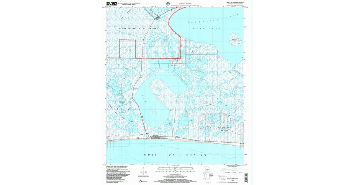 1998 Map of Holly Beach, Cameron Parish, LA — High-Res | Pastmaps