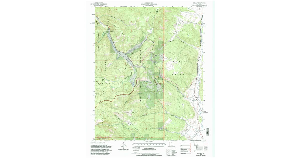 1995 Map of Holman, Mora County, NM — High-Res | Pastmaps