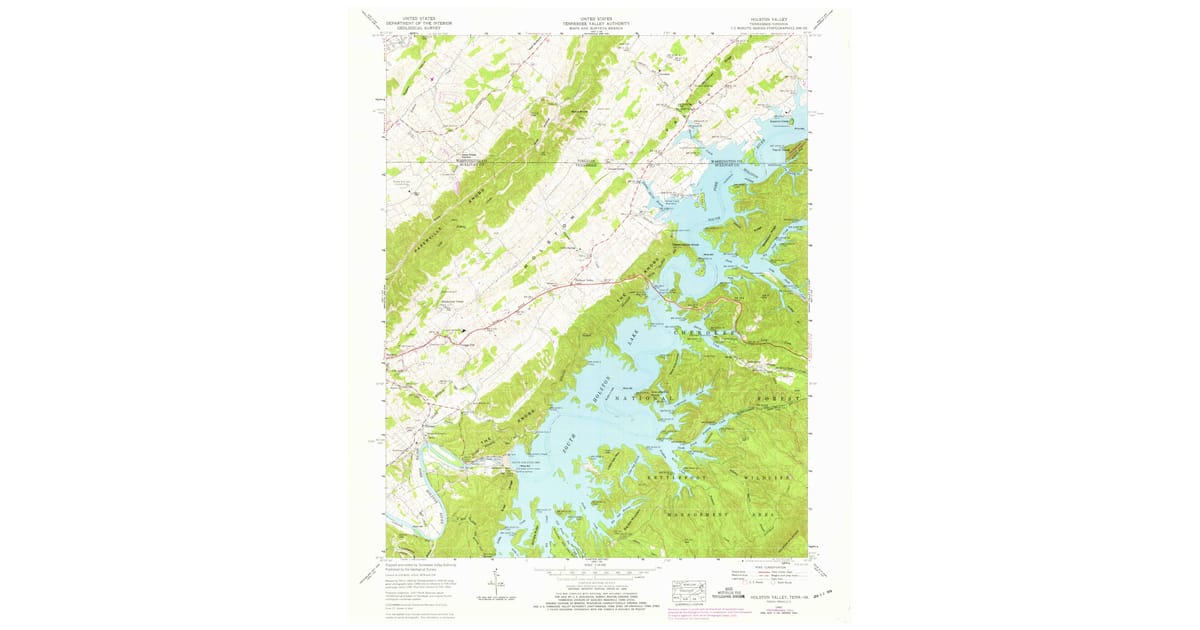 1960 Map of Holston Valley, Sullivan County, TN — High-Res, 1975 Print ...