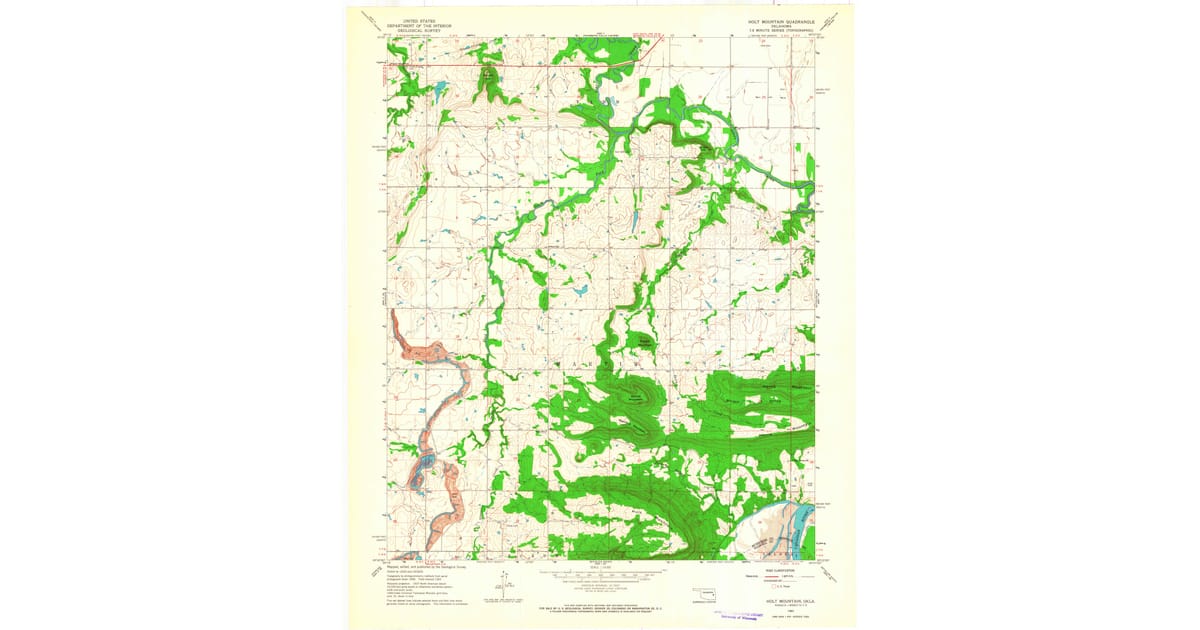 1963 Map of Holt Mountain, Muskogee County, OK — High-Res | Pastmaps