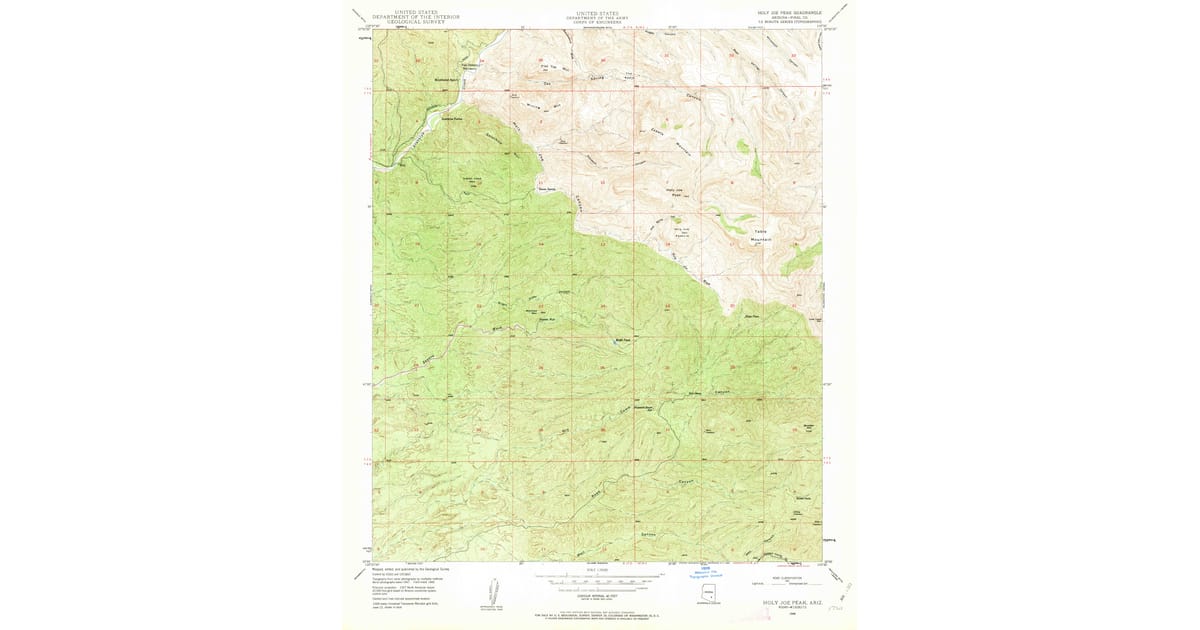 1949 Map of Holy Joe Peak, Pinal County, AZ — High-Res | Pastmaps