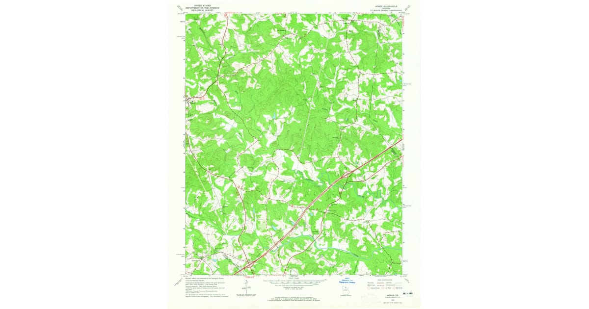 1964 Map of Homer, GA — High-Res | Pastmaps