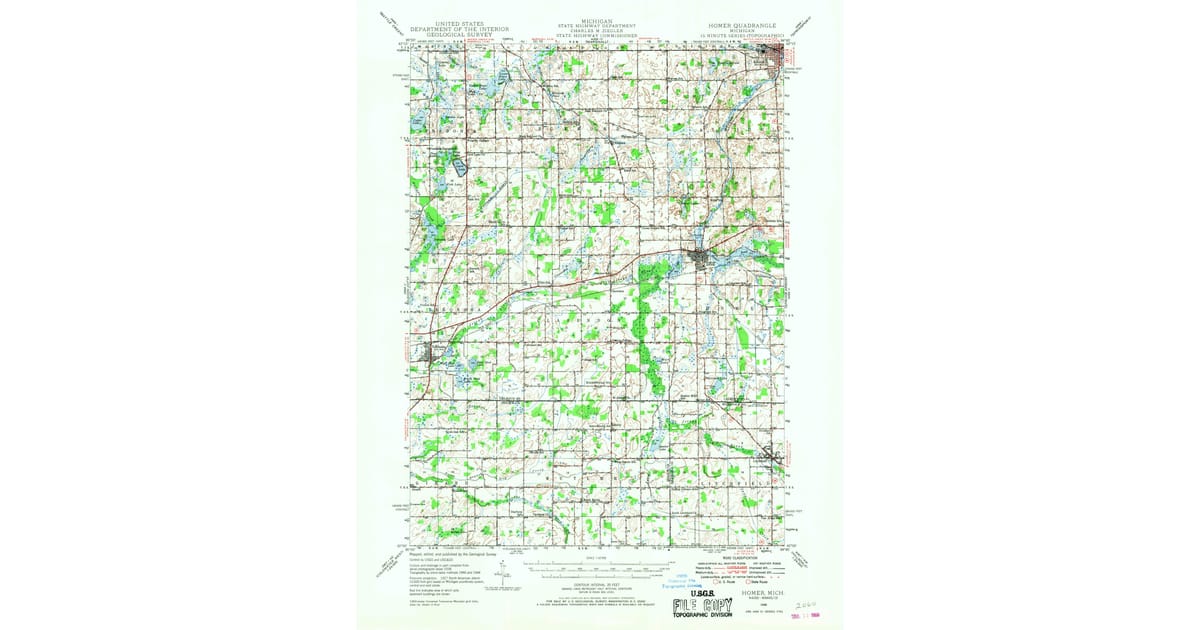 1948 Map of Homer, MI — High-Res | Pastmaps