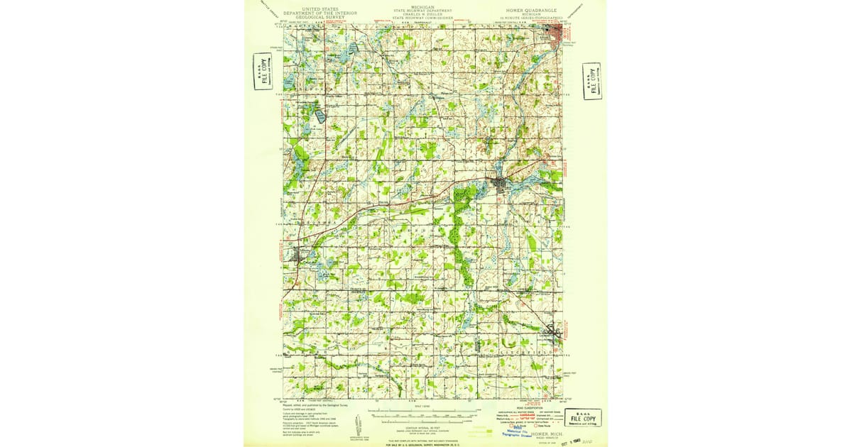 1949 Map of Homer, MI — High-Res | Pastmaps