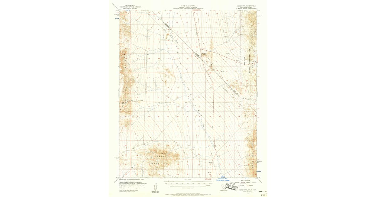 1956 Map of Homer Mtn, San Bernardino County, CA — High-Res | Pastmaps