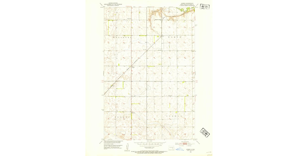 1952 Map of Homer, Stutsman County, ND — High-Res | Pastmaps