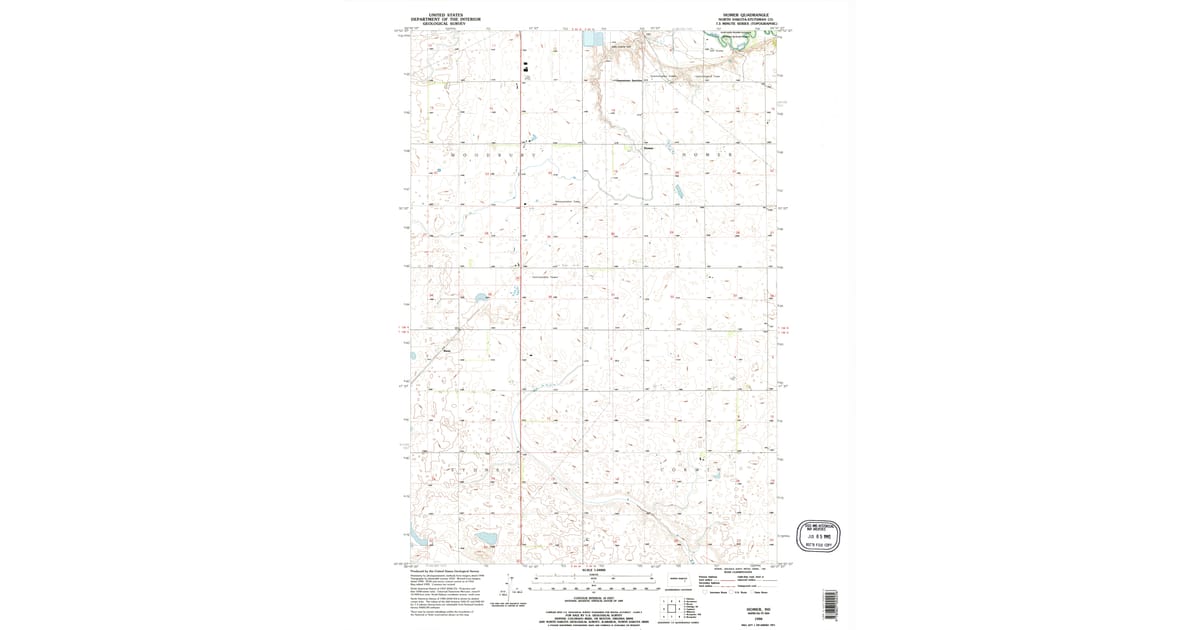 1990 Map of Homer, Stutsman County, ND — High-Res | Pastmaps