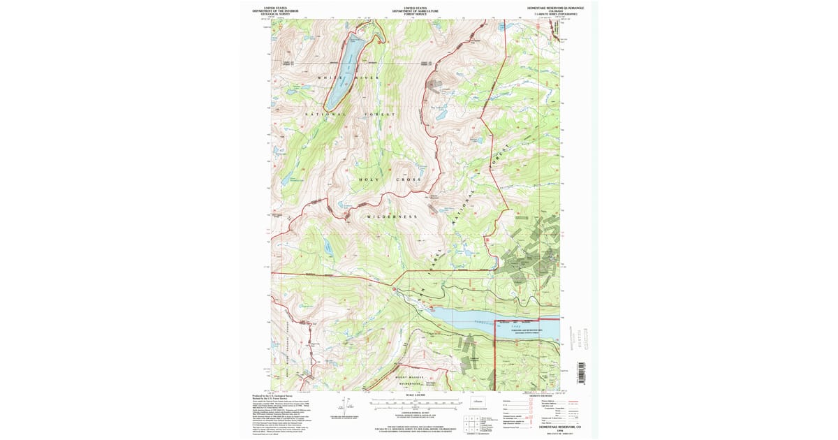 1994 Map of Homestake Reservoir, Lake County, CO — High-Res | Pastmaps