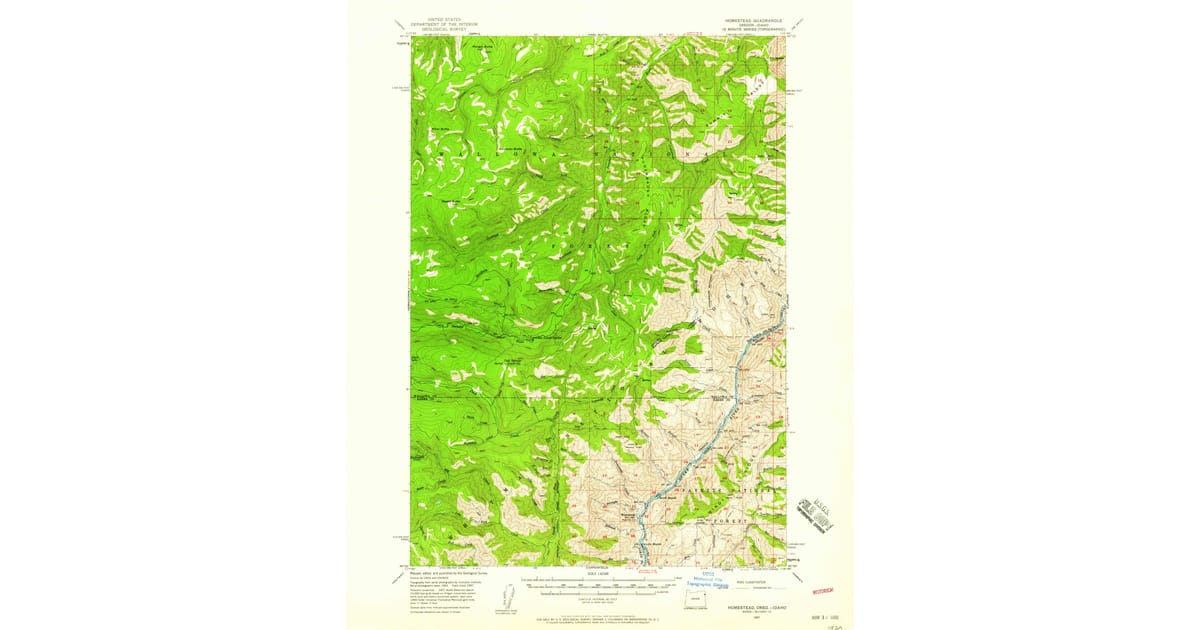 1957 Map of Homestead, Wallowa County, OR — High-Res | Pastmaps