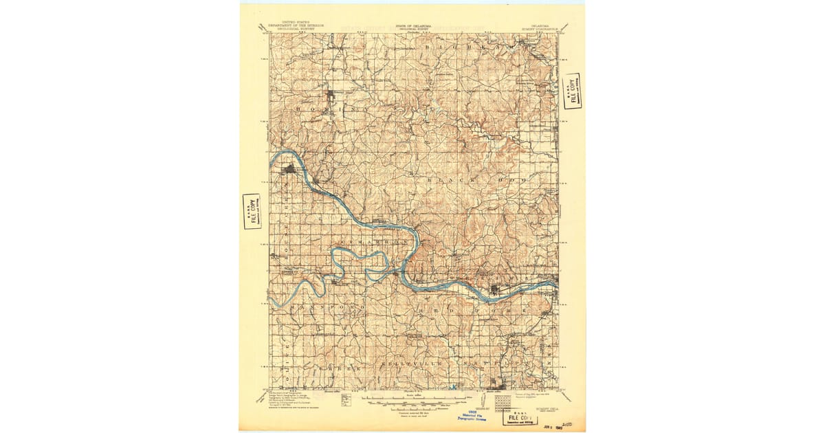 1915 Map of Hominy, OK — High-Res, 1949 Print | Pastmaps