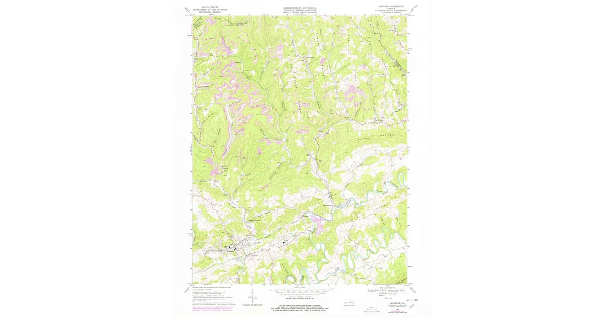 1968 Map of Honaker, VA — High-Res, 1978 Print | Pastmaps