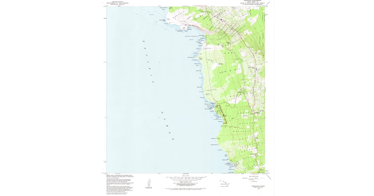 1982 Map of Honaunau, Hawaii County, HI — High-Res | Pastmaps