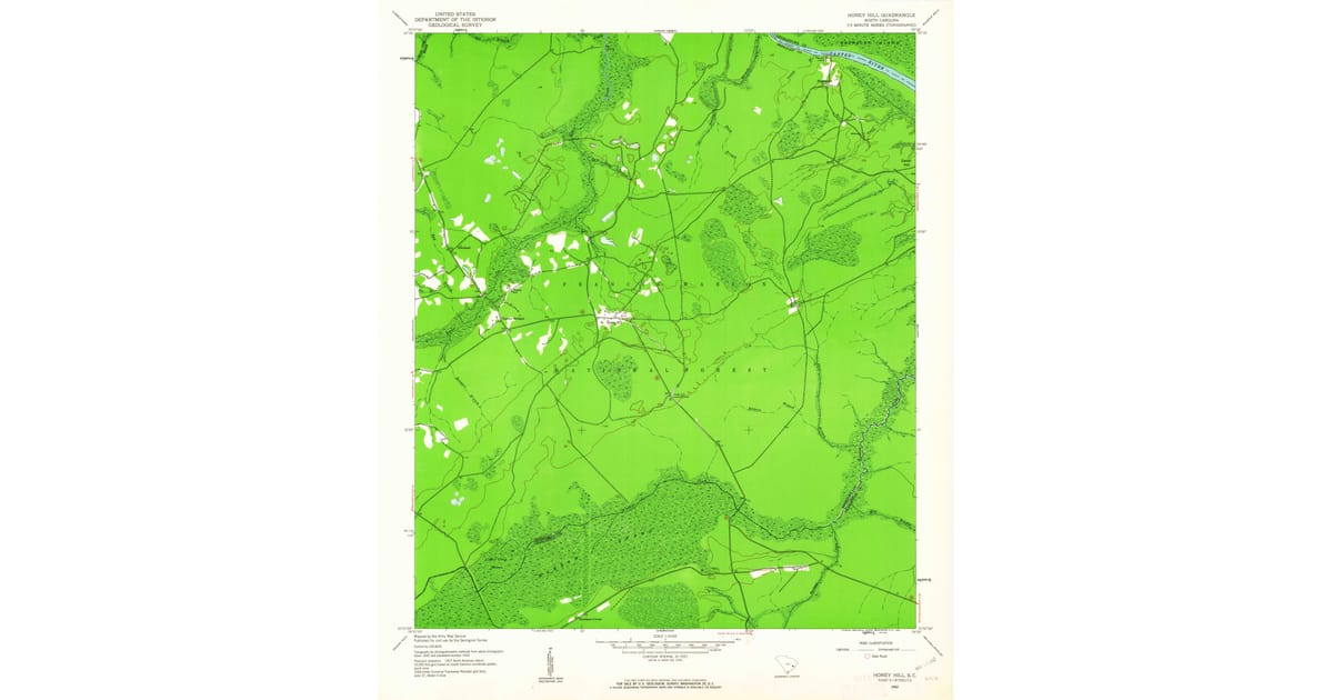 1942 Map of Honey Hill, Berkeley County, SC — High-Res | Pastmaps
