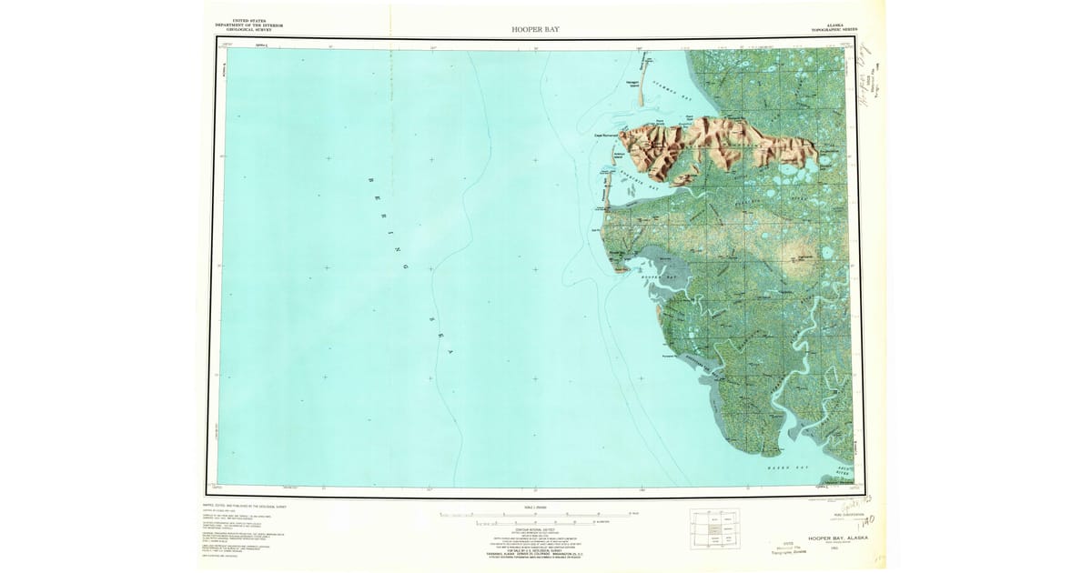 1953 Map of Hooper Bay, AK — High-Res | Pastmaps
