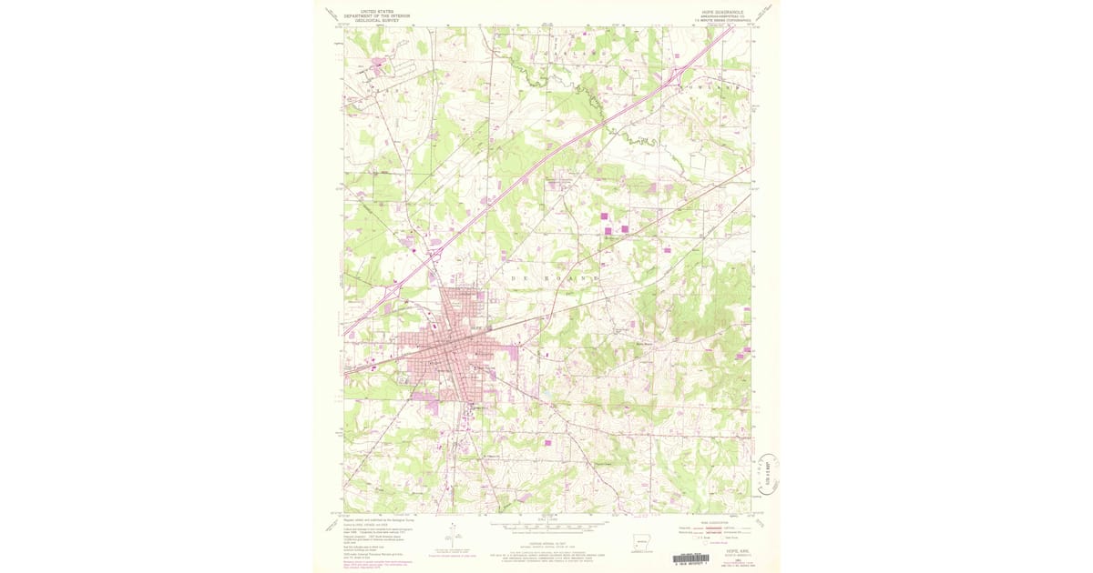 1951 Map of Hope, AR — High-Res, 1978 Print | Pastmaps
