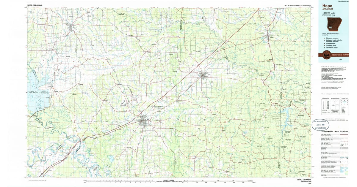1986 Map of Hope, AR — High-Res | Pastmaps