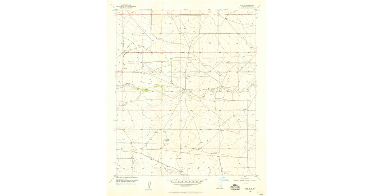 1956 Map of Hope SE, Eddy County, NM — High-Res | Pastmaps