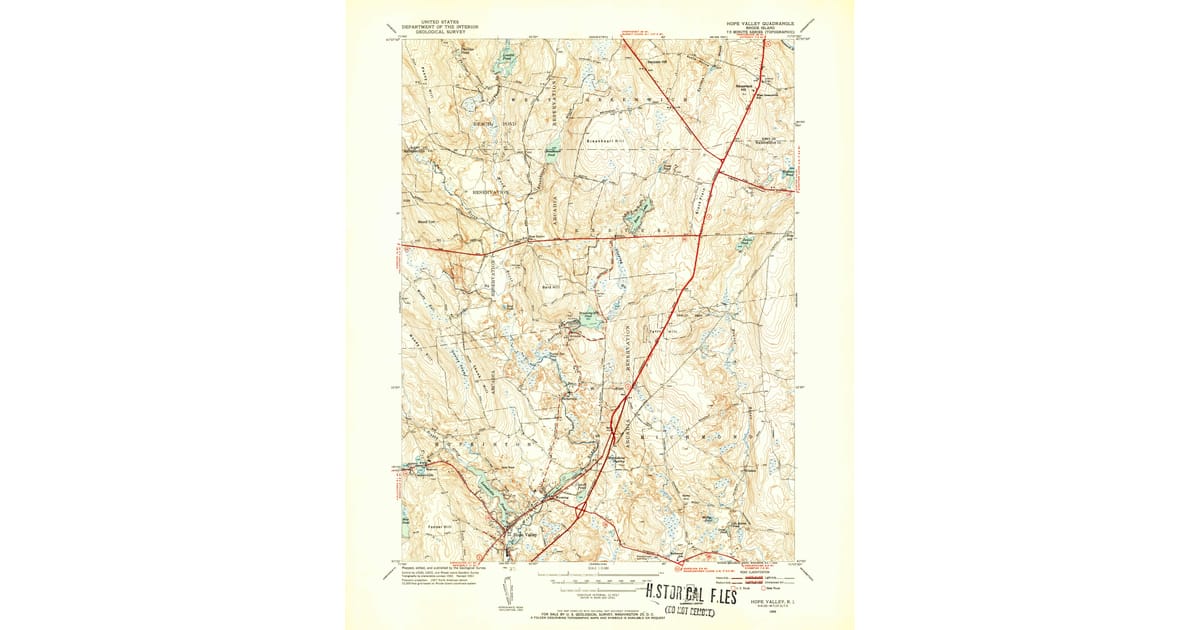 1953 Map of Hope Valley, RI — High-Res | Pastmaps