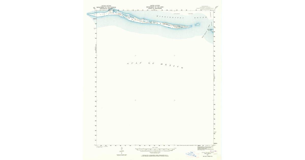 1941 Map of Horn Island, Jackson County, MS — High-Res | Pastmaps