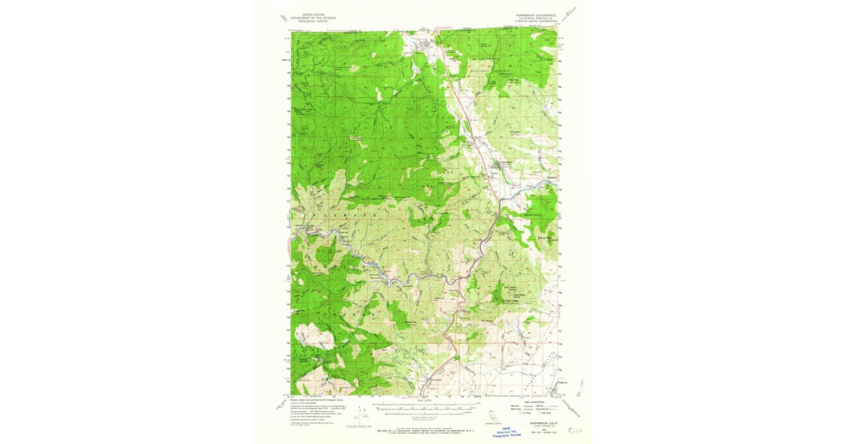 1955 Map of Hornbrook, CA — High-Res, 1964 Print | Pastmaps