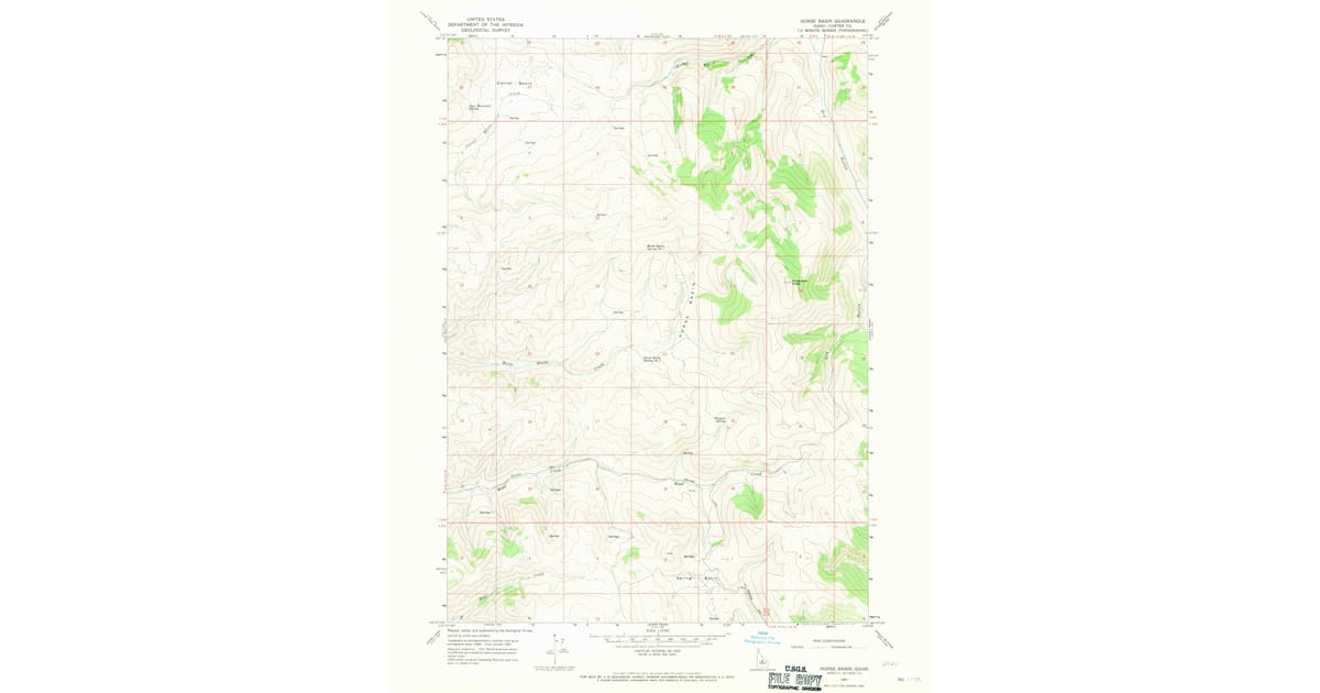 1967 Map of Horse Basin, Custer County, ID — High-Res | Pastmaps