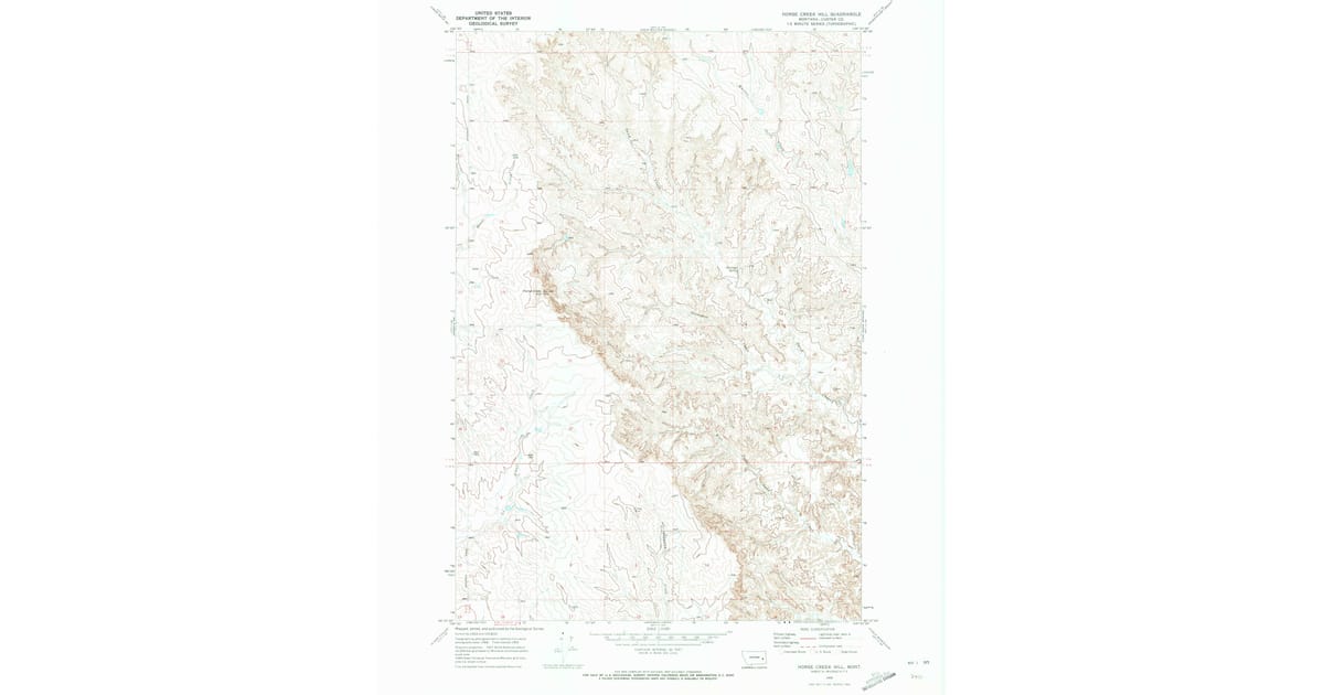 1969 Map of Horse Creek Hill, Custer County, MT — High-Res | Pastmaps