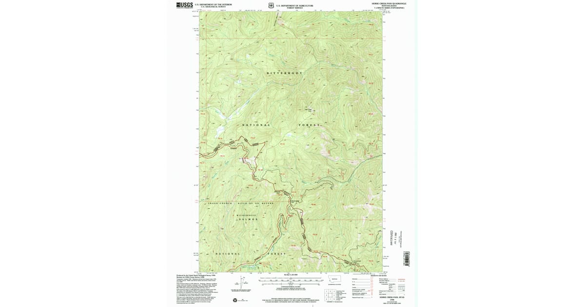 1998 Map of Horse Creek Pass, Ravalli County, MT — High-Res | Pastmaps
